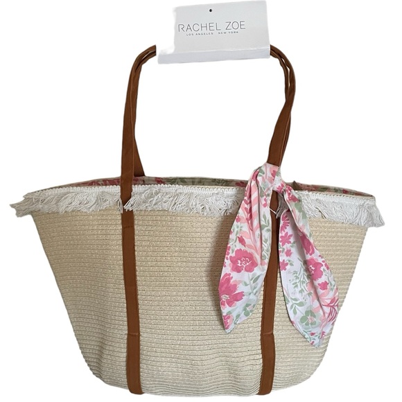 Rachel Zoe | Bags | Rachel Zoe Bohemian Woven Raffia Fringe Tote Bag ...